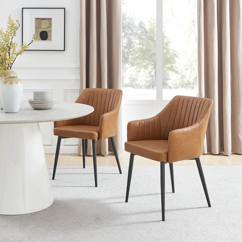 Faux leather tan dining chairs store